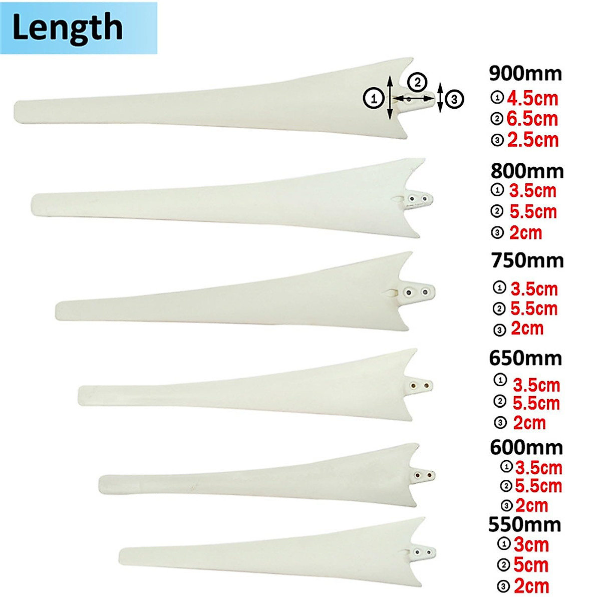 3-blade Wind Turbine Blades 550mm-750mm Wind Turbine Blades Horizontal Axis Wind Turbine Blades Wind Turbine Accessories Easy To Install Easy To Use Fiberglass Lightfast ( Color : 650mm(2.14ft) )
