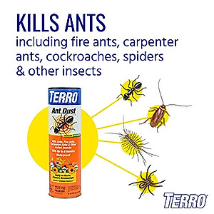 TERRO T600 Ant Dust Powder Killer for Indoors and Outdoors - Kills Ants, Fire Ants, Carpenter Ants, Roaches, Spiders, and Other Insects