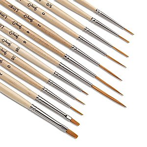 Jerry Q Art 12 Pcs Detail Paint Brushes, Golden Synthetic Hair, High Performance for Oil, Acrylic and Watercolor JQ-503