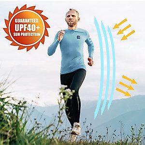 Made in USA Fishing Shirts for Men Long Sleeve Lightweight Dri Fit UPF 40+ Sun Protection Quick Dry Running Hiking Tshirts
