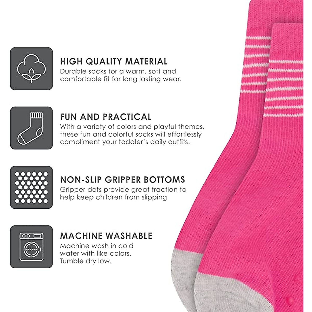 Kids Socks for Girls Boys Toddler Socks With Grippers Soft Cotton Dress Crew Grip Socks for Children 4T-5T Years old (Unicorns & Rainbows)