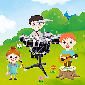 SZJYMY Children's Jazz Drum Set Percussion Children's Musical Instrument Set Education Stimulates Children's Creativity Suitable for 3-4 year old boys and girls (Black)