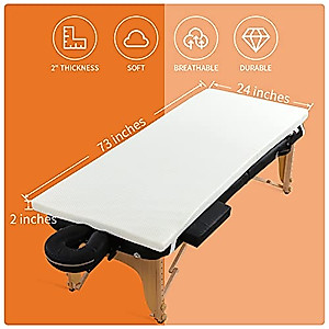 HOMBYS Memory Foam Massage Bed Mattress Topper with Removable Cover, Massage Table Mattress Topper with Elastic Bands, Non-Slip Lash Bed Cushion Only (Bed Not Included)