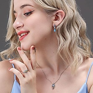 Jeulia "The Starry Night Round Cut Sterling Silver Ring Fashion Anniversary Promise Engagement Wedding Ring Set for Her With Gift Jewelry Box (7.5)