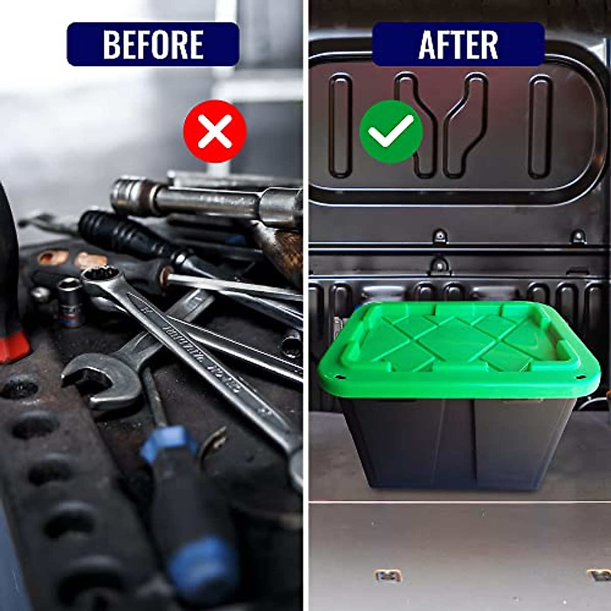 SAFARI USA 5 gallon Heavy Duty Stackable Home Storage Bin (6 Pack) With Secure Lids, 20 Quart Totes (16"x12"X8.5") for Garage Attic Utility Tool Storage Moving Box, School & Office Supplies, Classroom