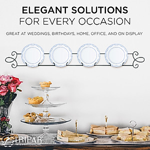 TRIPAR 4-Place Horizontal Black Plate Rack for Collectible Plates, Plaques, Dishes, & China