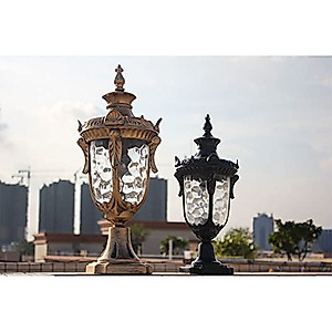 CZLZY Outdoor Waterproof Pillar Lamp Creative Aluminum E27 Post Light Glass Lampshade Villa Courtyard Fence Column Light Lawn Decoration Landscape Light Pedestal Light