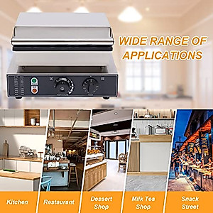 CNCEST Commercial Electric Hot Dog Baker, 4PCS Nonstick Waffle Maker, 1600W 110V Stainless Steel Egg Waffle Machine, Waffle Iron Baker Machine for for Bakery,Dessert Shop,Mall, Restaurants,Home