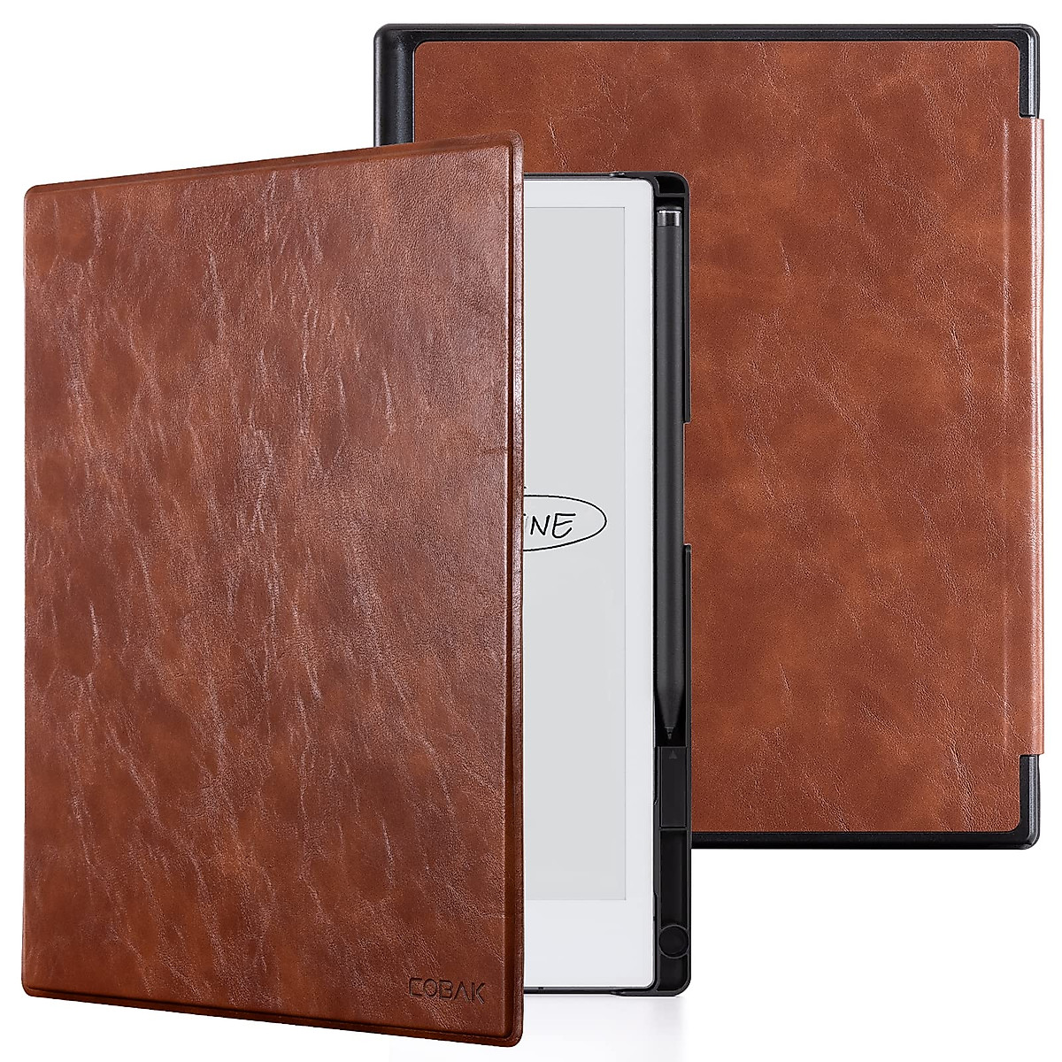 CoBak Case for Remarkable 2 Paper Tablet - Lightweight and Hard Back Shell Protective Book Folio Cover with Built-in Pen Holder - for 10.3" 2020 Released (Brown)