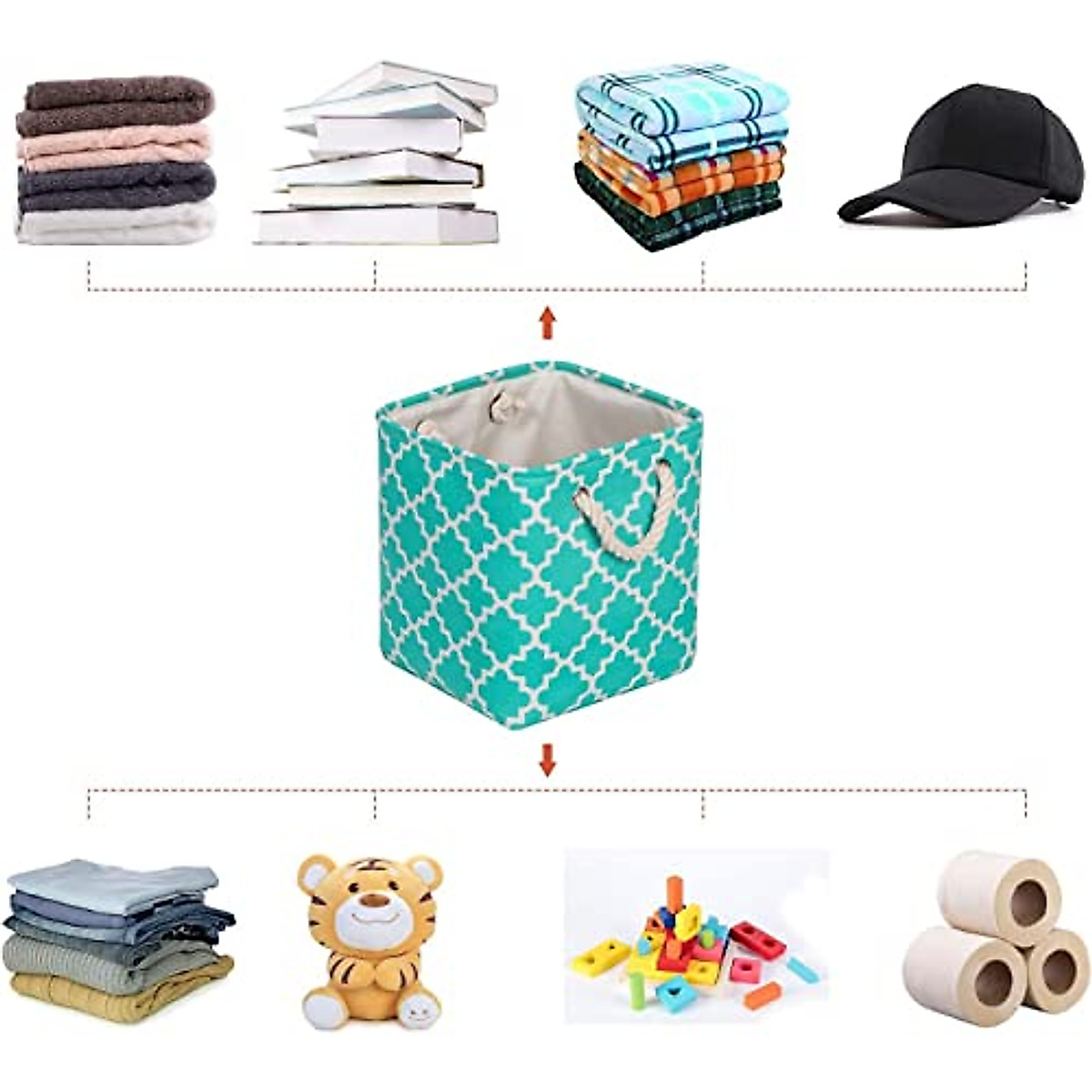 Univivi 6 Pack Storage Cubes,10.5 x 10.5 x 11 Inch Foldable Organizer Baskets with Rope Handles,Nursery Bins for Shelf,Closet（Green