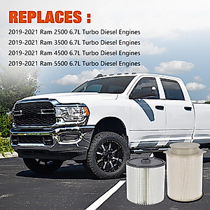 6.7L Cummins Fuel Filter Water Separator Kit Compatible with 2019-2024 Dodge Ram 2500 3500 4500 5500 6.7 Turbo Diesel Engines, Replaces# 68157291AA and 68436631AA