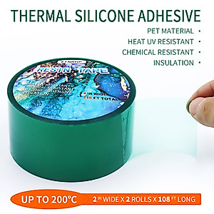 ETNRHP Resin Tape for Epoxy Resin Molding Thermal Adhesive Tape Silicone High Temperature UV Resistance Tape Easy Peel-Off Release Tape for River Tables Hollow Frame Bezels Jewelry-2INx216FT