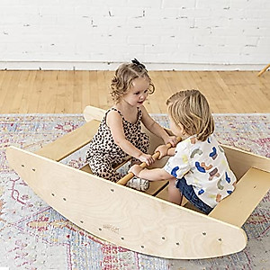 ECR4Kids Rocking Boat and Steps, Play Center, Natural