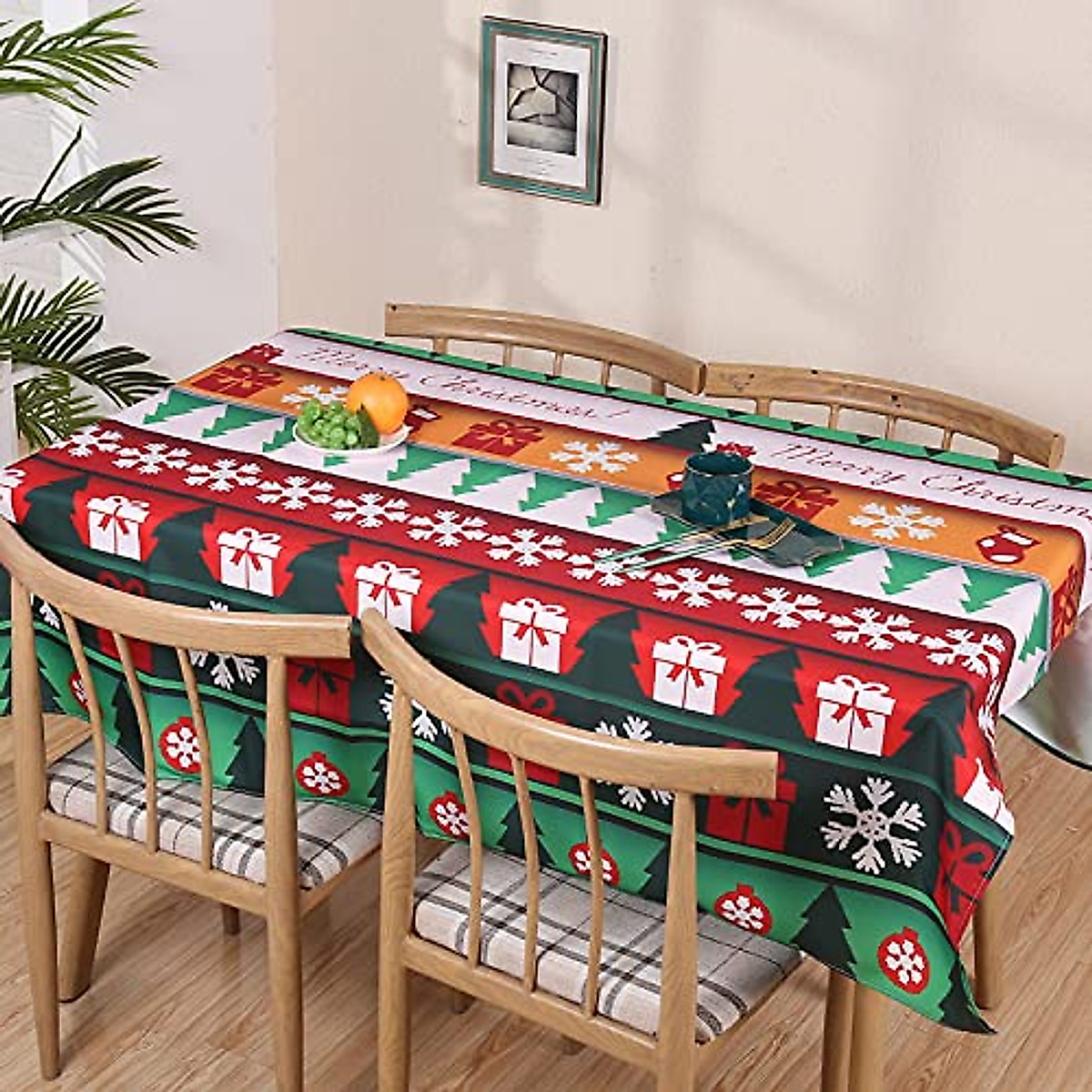 MLQL Christmas Tablecloth Waterproof Rectangular Home Coffee Table Table Cover Party Restaurant Decoration placemat A7 140x210cm