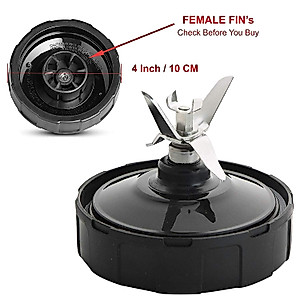 NLSD Ninja Blender Replacement Parts Ninja Bottom Blade 6 Fins for Nutri Ninja Auto iQ BL480 BL480D BL482 BL456 Blenders (FEMALE FINS ONLY) (1 Pack)