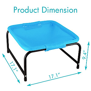 PHYEX Cat Bed Elevated Pet Hammock for Kitty Cat Small Dog, Easy Assembly Raised Cat Cot for Indoors & Outdoors, Square Blue
