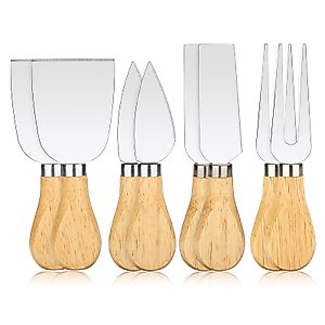 Bovulo 8-Piece Set of Premium Cheese Knives - Stainless Steel Mini Cheese Knife Set for Charcuterie Board, Exquisite Cheese Knife, Cheese Cutter, Cheese Fork with Wooden Handle for Cheese Lovers