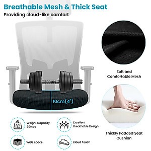 Brick Attic Office Chair Ergonomic Desk Chair High Back Computer Chair Swivel Mesh Task Chair with Adjustable Lumbar Support Armrests Headrest Black