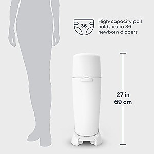 Diaper Genie Complete Diaper Pail (White) with Antimicrobial Odor Control | Includes 1 Diaper Trash Can, 3 Refill Bags, 1 Carbon Filter