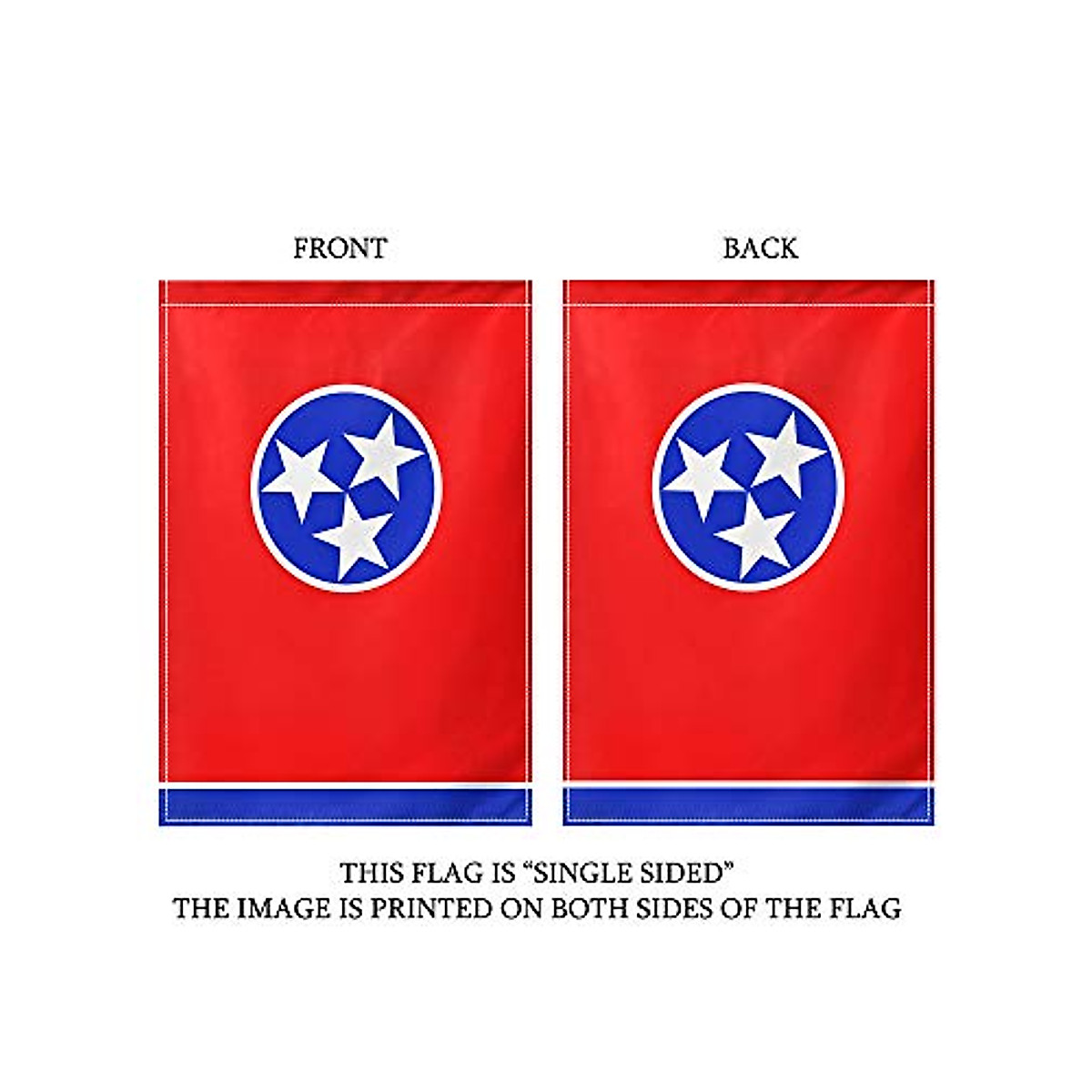 Tennessee State Flag, Double Sided Seasonal Garden Flag for Outside, Double Stitched Patio Decorative Yard Lawn Banner for All Seasons, 18"x12", Red Blue