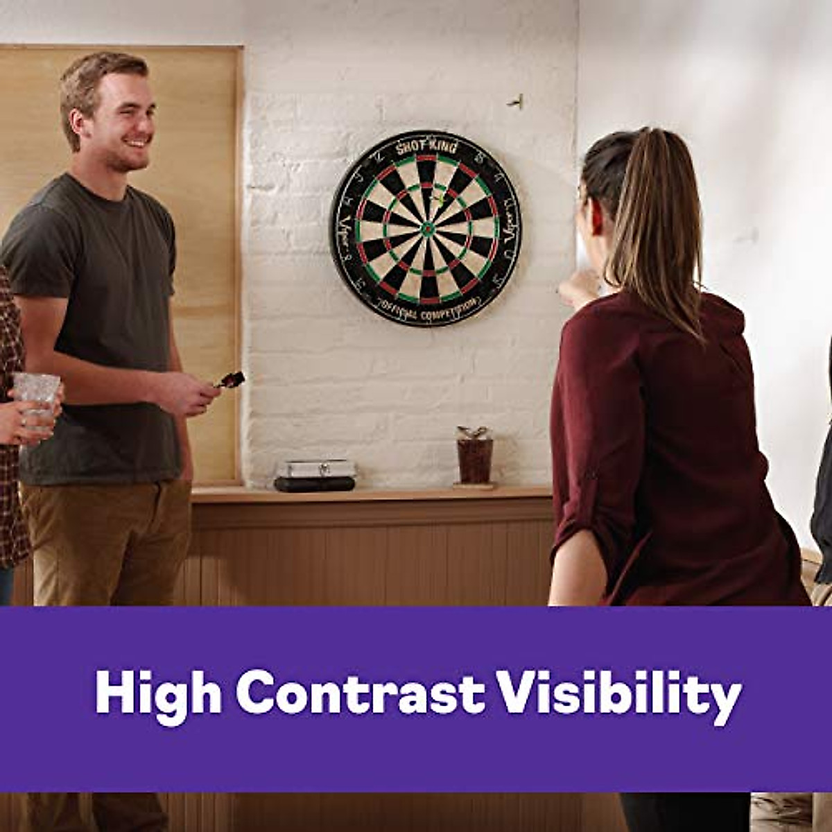 Viper by GLD Products Shot King Regulation Bristle Steel Tip Dartboard Set with Bullseye Metal Radial Spider Wire Compressed Sisal Board with Rotating Number Ring Includes 6 Darts Black