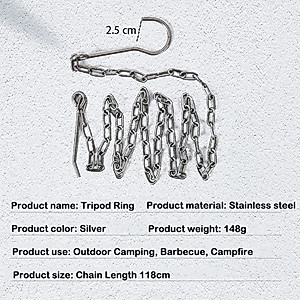 INYX SHOES Outdoor Cooking Kitchen Camping Branches Tripod Board Stainless Steel Campfire Support Plate with Adjustable Chain for Hanging Cookware Lightweight Portable Durable (Style1)
