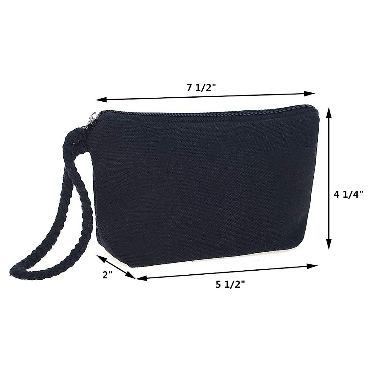 Muka 12 Pack 100% Cotton Canvas Bag with Lining, 7-1/2 x 4-1/4 x 2 Inches Wristlet Natural Pouch