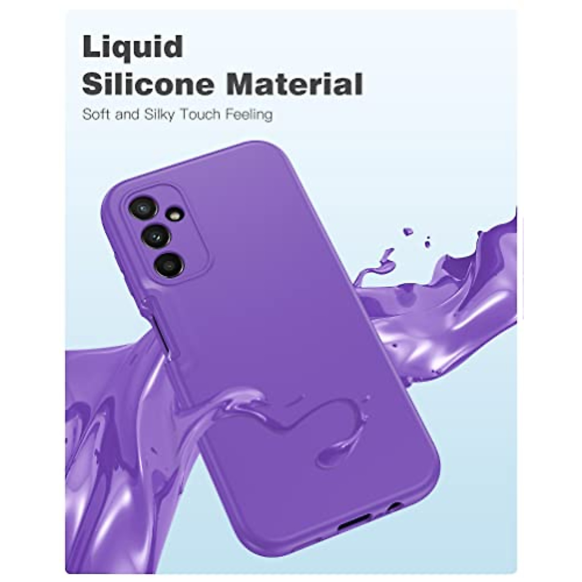 FNTCASE for Samsung Galaxy A14-5G Case: Shockproof Silicone Protective Phone Case with Built-in Screen Protector - Slim Dual Layer Rugged Sturdy Drop Proof TPU Protection Cover (Navy Purple)