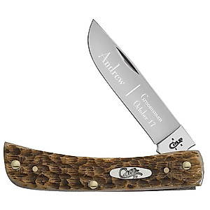 Personalized Case Amber Bone Peach Seed Jig Sod Buster Jr with Free Laser Engraving