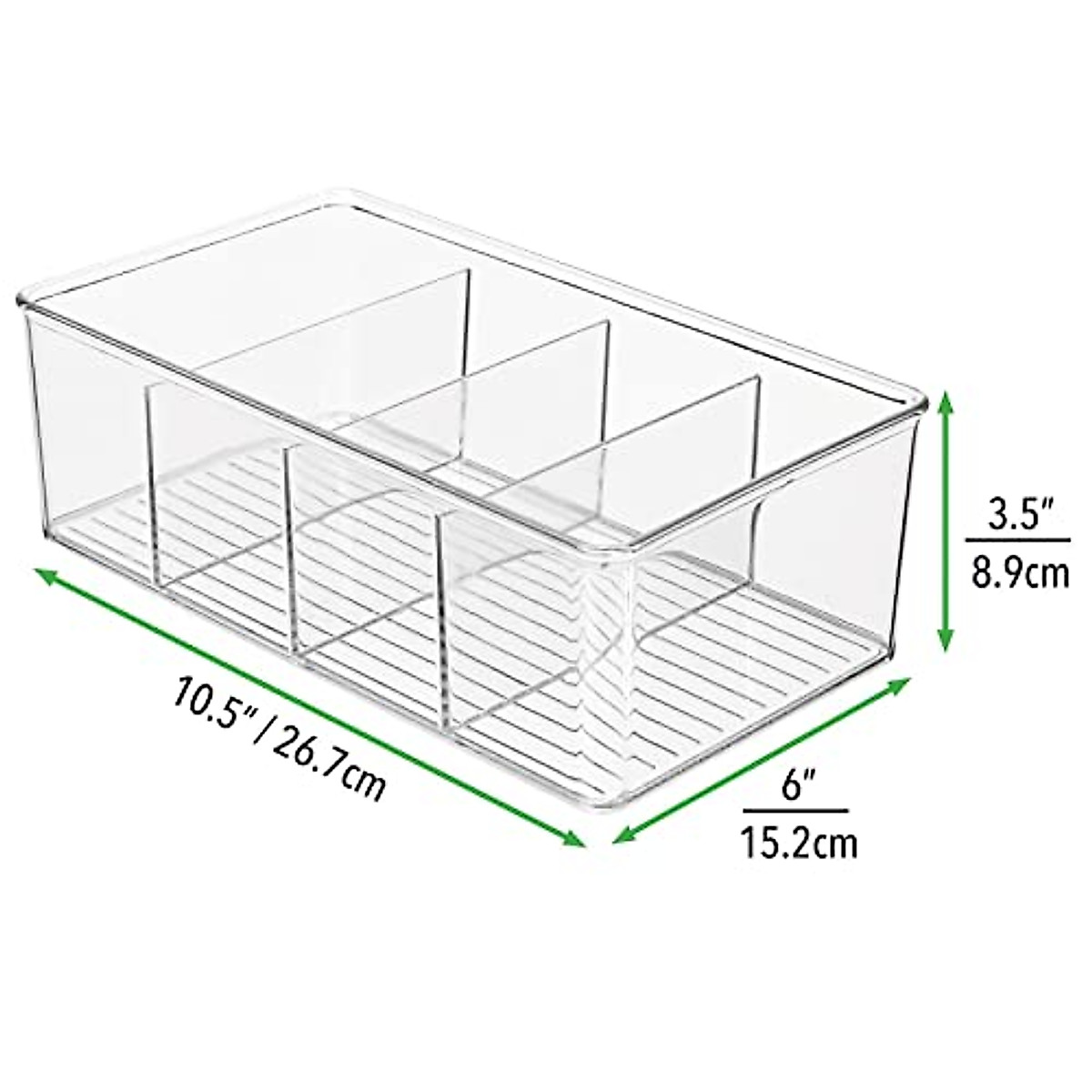 mDesign Plastic Bathroom Storage Organizer Bin with 4 Divided Sections - Holder for Soap, Body Wash, Shampoo, Lotion, Conditioner, Hand Towels, Brushes, Mouthwash - Ligne Collection, 2 Pack - Clear