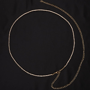 wekicici Wekicici Layered Waist Chain Rhinestone Belly Chains Costume Crystal Body Accessories for Women and Girls(Gold), single layer