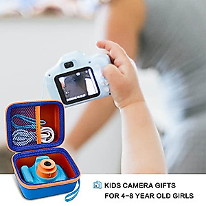 Camera Case Compatible with Seckton/for Rindol/for VATENIC/for Rikum/for GKTZ Kid Toy Video Camera. Kids Digital Cameras Carrying Box for Cable, Battery, SD Card (Box Only)-Orange Zipper