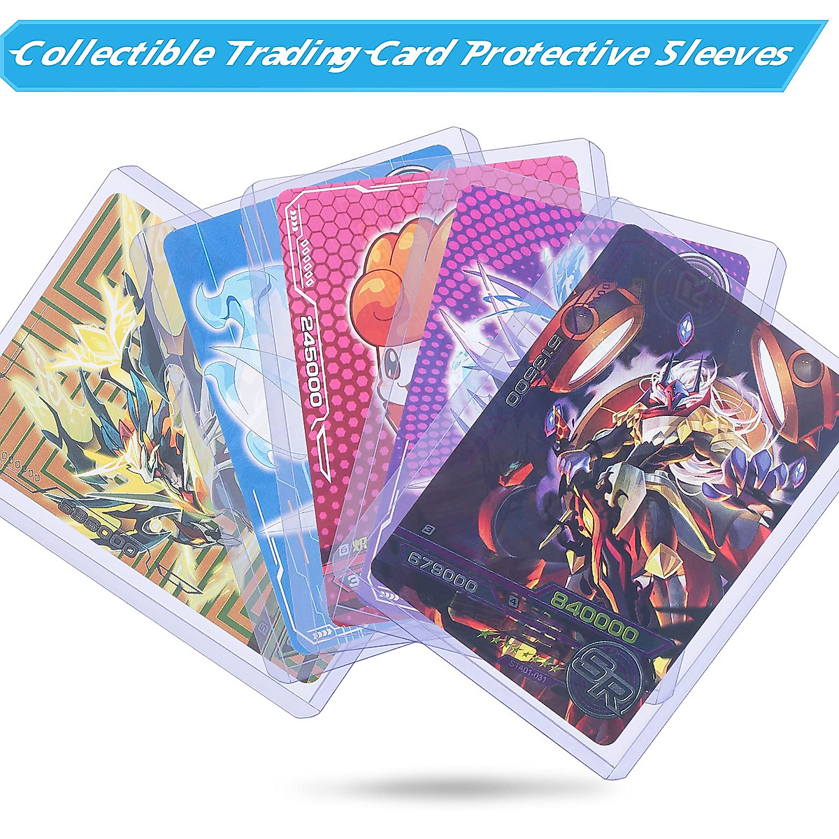 ANWEEGO 50 Pcs Top Loaders Card Sleeves for Trading Card,Trading Card Penny Sleeves, Clear Thick Plastic Top Loaders Card Sleeves for Baseball Card, Sports Cards, Trading Card