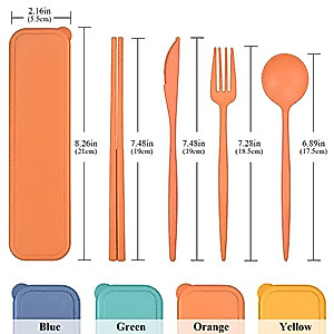 4 Sets Reusable Utensils Set with Case, Travel Utensils with Case, Reusable Utensils for Lunch Box accessories, Portable Chopsticks Knife Fork and Spoon Lunch Utensils Set for Work,Travel or Daily use