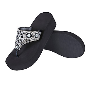 Lowkeyray Womens flip flops on vocation/beach Comfort Thong Style Flip Flops Sandals for Women in Summer (X-Small, Black, numeric_6)