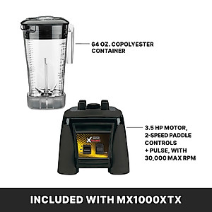 Waring Commercial MX1000XTX 3.5 HP Blender with Paddle Switches, Pulse Feature and a 64 oz. BPA Free Copolyester Container, 120V, 5-15 Phase Plug