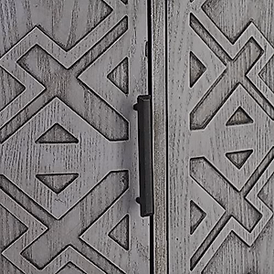 MISPACIO Grey Farmhouse Sideboard Buffet Cabinet Retro Sideboard Buffet Cabinet with Doors Wood Storage Cabinet for Living Room Entryway Kitchen