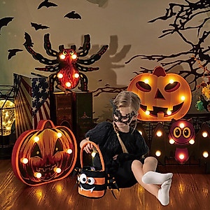 Halloween Trick or Treat Bag, Spider Plush Candy Tote Bucket Multipurpose Portable Collapsible Reusable Goody Bucket - Best Halloween Party choice