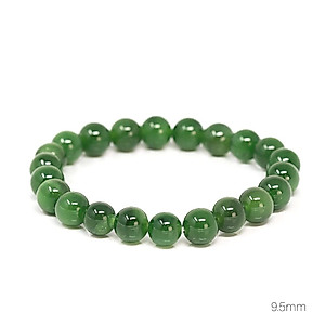 Baikalla Jewelry Natural Nephrite Jade 8 & 9.5mm Good Luck Beads Bracelet For Men & Women (9.5mm, 7.5in)