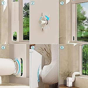 E-SDS Portable Air Conditioner Window Kit with 5.9” Diameter 78" Length Exhaust Hose for Sliding Window, Adjustable AC Window Vent Kit with Hose and 4 Slide Seal Plates