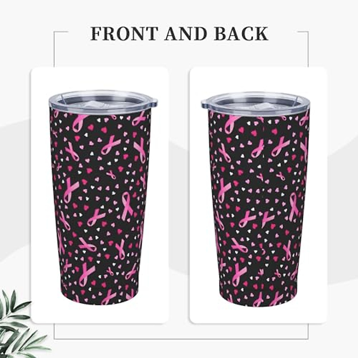IYERSKD Ribbon Breast Cancer Awareness 20 oz Stainless Steel Tumbler Vacuum Insulated Leakproof Travel Mug for Car Office Gym