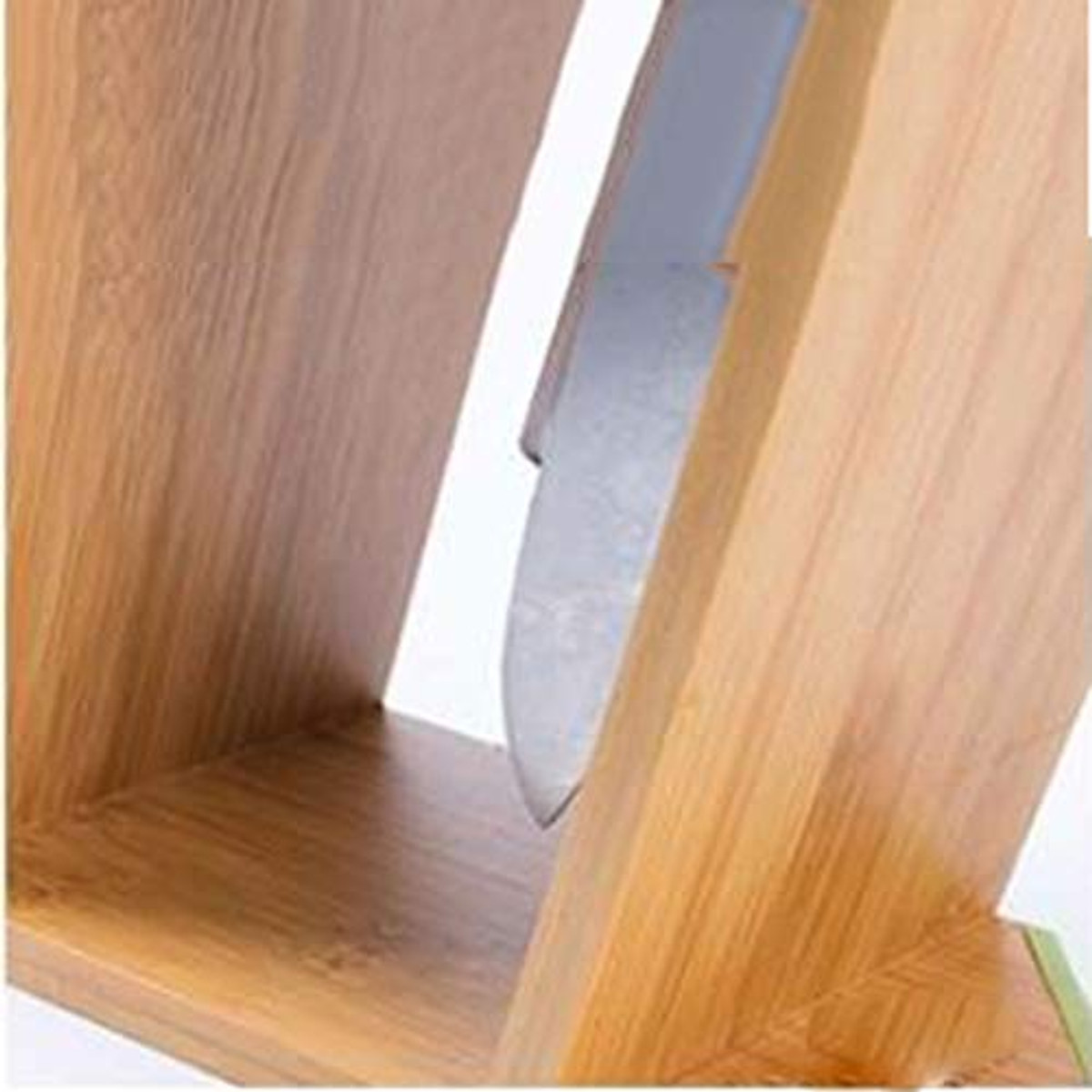 CUJUX Universal Knife Block Bamboo Wood Knife Block without Knives Countertop Knife Holder and Organizer with Wide Slots for Easy Kitchen Knife Storage