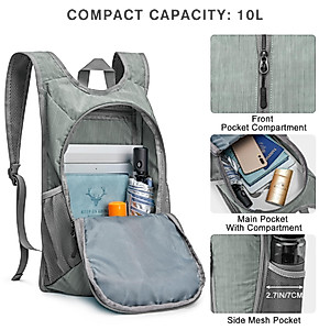 G4Free 10L Hiking Backpack Small Travel Hiking Daypack Lightweight Packable Backpack Casual Foldable Shoulder Bag