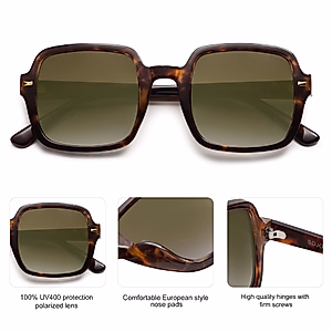 SOJOS Retro Square Polarized Sunglasses for Women Men Classic Trendy Sunnies SJ2226, Brown Tortoise/Brown