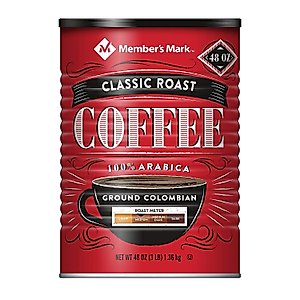 Member's Mark Ground Colombian Coffee Classic Roast, 48 Ounce (Pack of 3)