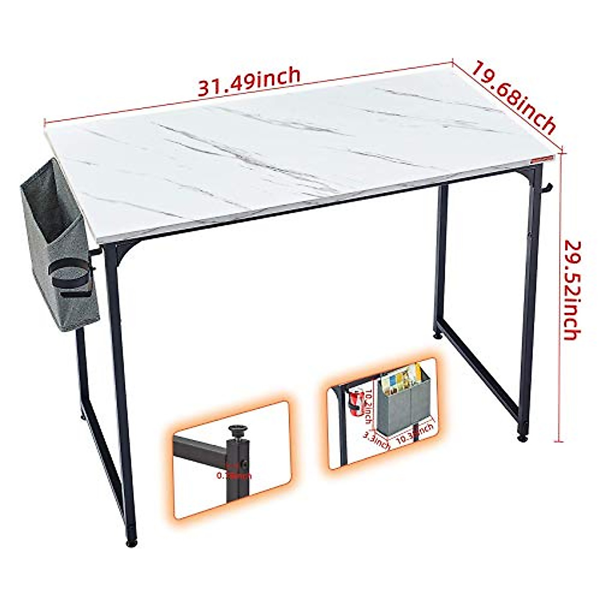 Mr IRONSTONE L-Shaped Desk 50.8" & Computer Desk 31"