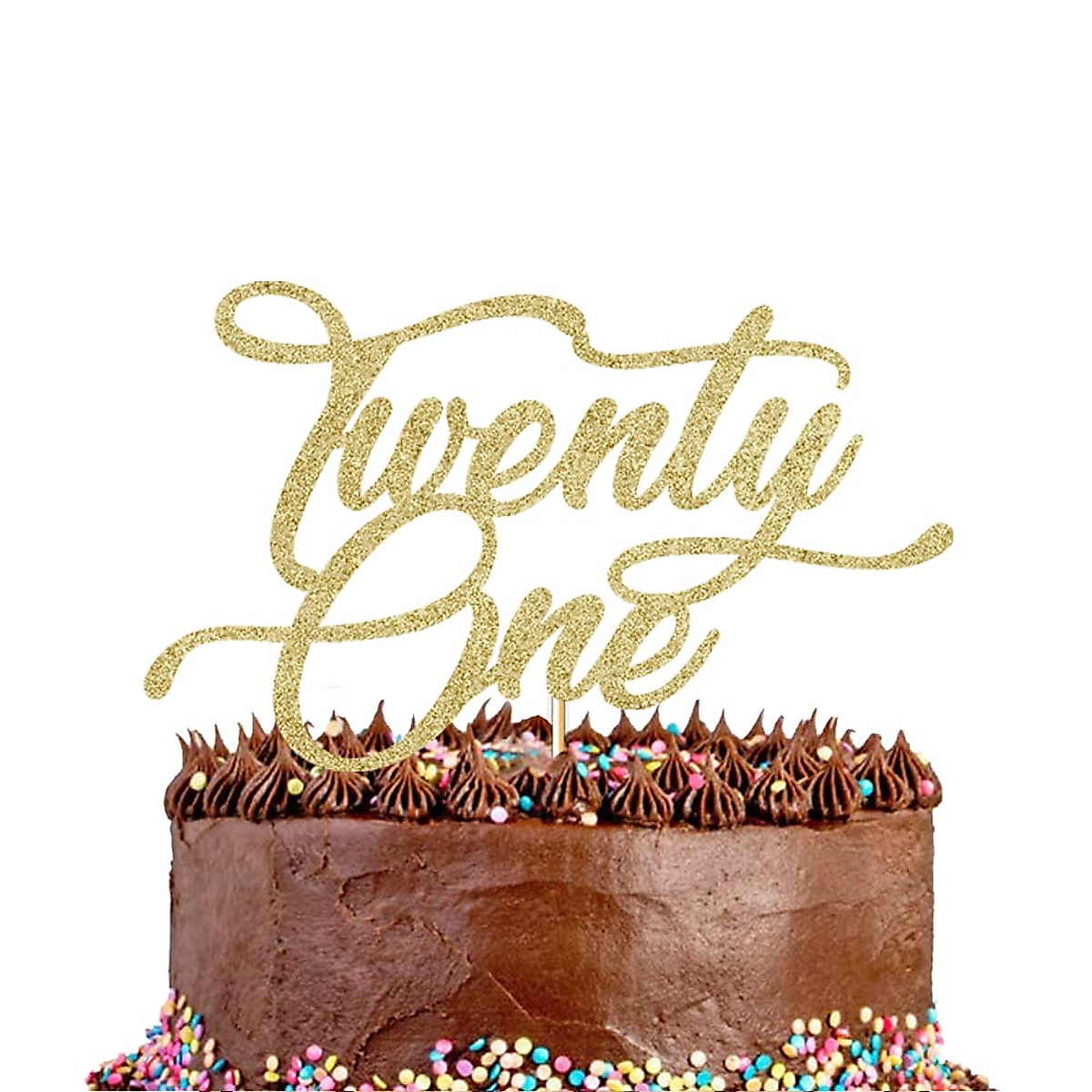 Twenty One Cake Topper- 21st Birthday Cake Topper,21st Birthday Decorations,21st Cake Topper,Happy 21st Birthday Cake Topper (Golden)