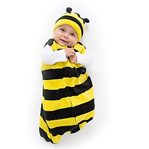 Baby Fleece Sleep Sack - Infant Wearable Blanket Newborn Swaddle Sleepbag & Hat