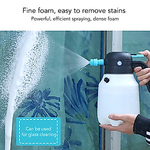 Handheld Foam Sprayer, 2000mAh 1.8L Cordless Pressurized PP Electric Foam Spray Bottle Foam Cannon for Car Washing Garden