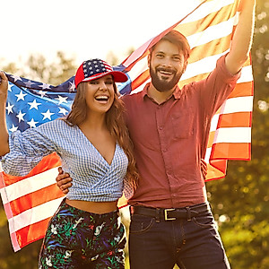 Hercicy 3 Pcs USA Bling Baseball Hat American Flag Caps Adjustable Patriotic Caps for Men Women